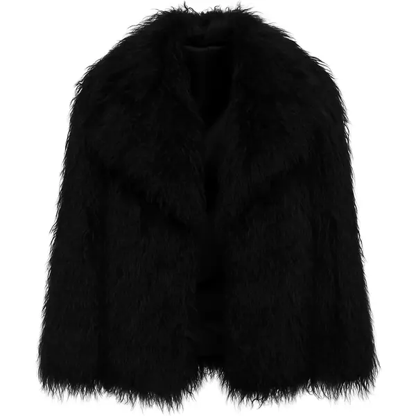 SPARKL Fur Coat - Black