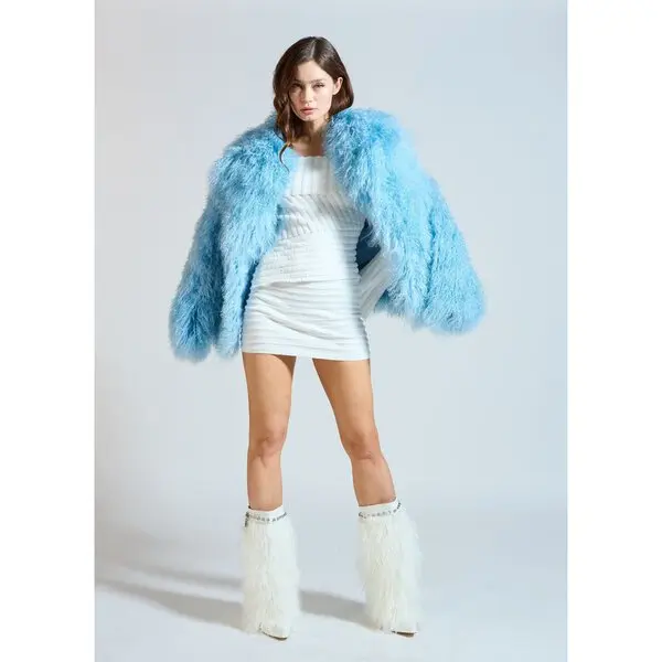 SPARKL Fur Coat - Blue