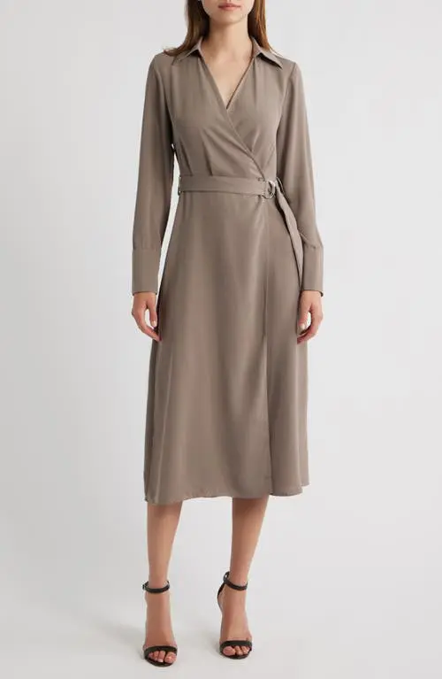 FRIENDS LIKE THESE Long Sleeve Wrap Midi Dress