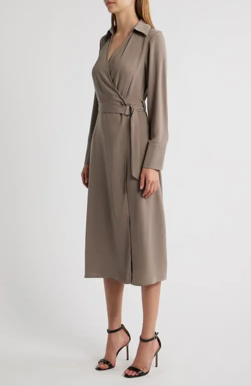 FRIENDS LIKE THESE Long Sleeve Wrap Midi Dress