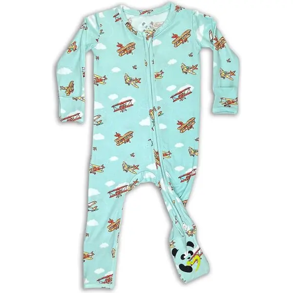 BELLABU BEAR Baby Convertible Footie - Vintage Airplanes