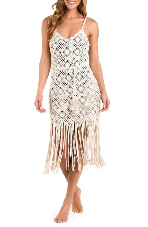L'Agence Crocheted Cover-up Dress - Natural