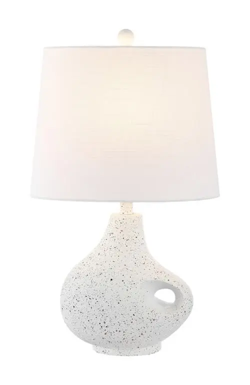 JONATHAN Y Charlotte 24" Minimalist Designer Iron/resin Oval Shade Led Table Lamp - White Terrazzo