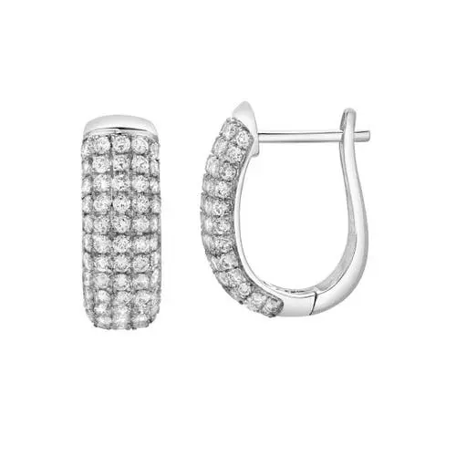 LUVMYJEWELRY Diamond Dome Huggie Hoop Earrings - 14k White Gold