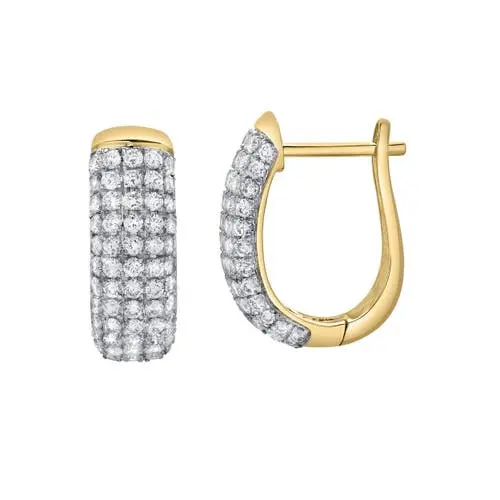 LUVMYJEWELRY Diamond Dome Huggie Hoop Earrings - 14k Yellow Gold