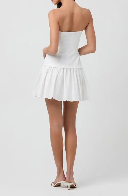 Astr The Label Strapless Mixed Media Mini Dress - White