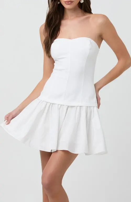 Astr The Label Strapless Mixed Media Mini Dress - White