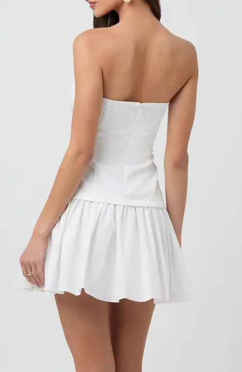 Astr The Label Strapless Mixed Media Mini Dress - White