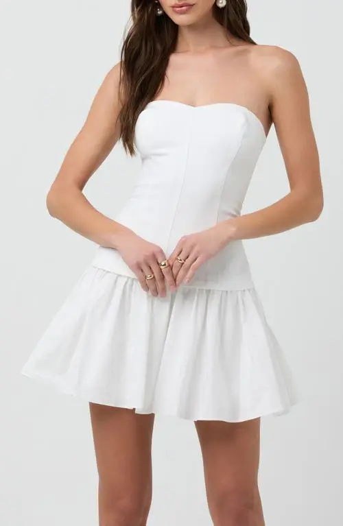 Astr The Label Strapless Mixed Media Mini Dress - White