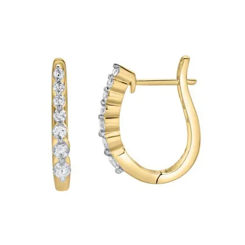 LUVMYJEWELRY 14k Gold Diamond Huggie Hoop Earrings - 14k Yellow Gold