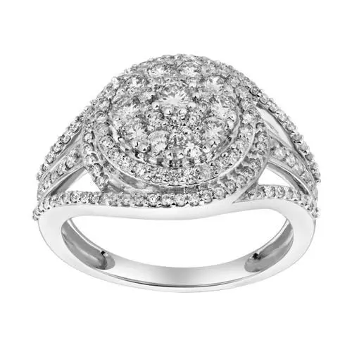 LUVMYJEWELRY Imperium 14k Gold Diamond Double Halo Ring 0.99cts - 14k White Gold