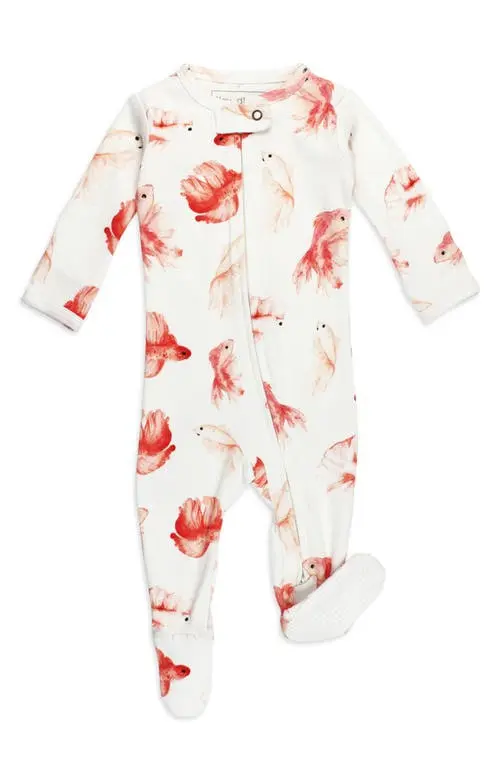 L'OVEDBABY Organic Cotton Zip Footie - Goldfish