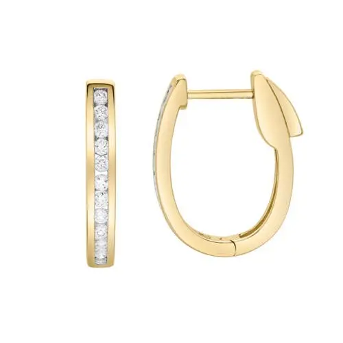 LUVMYJEWELRY Channel-set Diamond Huggie Hoop Earrings - 14k Yellow Gold