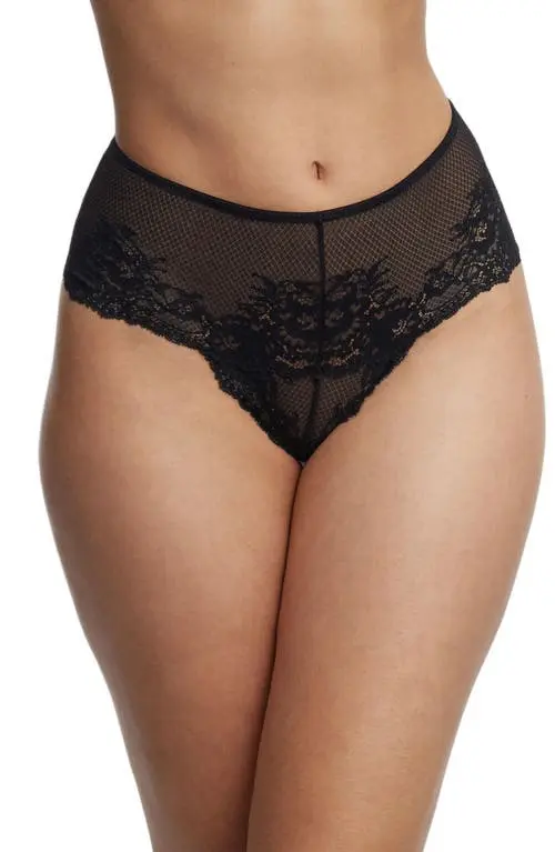 SKARLETT BLUE Flaunt Lace High Rise Thong - Black