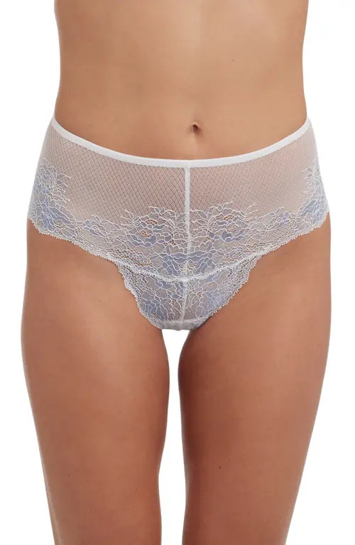 SKARLETT BLUE Flaunt Lace High Rise Thong - White/blue Breeze