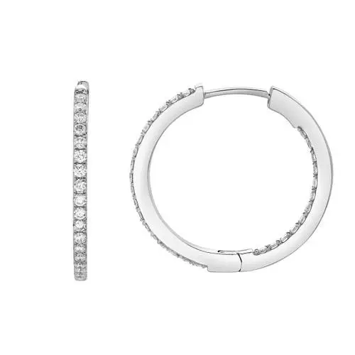 LUVMYJEWELRY Sylviana Sleek Inside Out 14k Gold Hoop Earrings - 14k White Gold