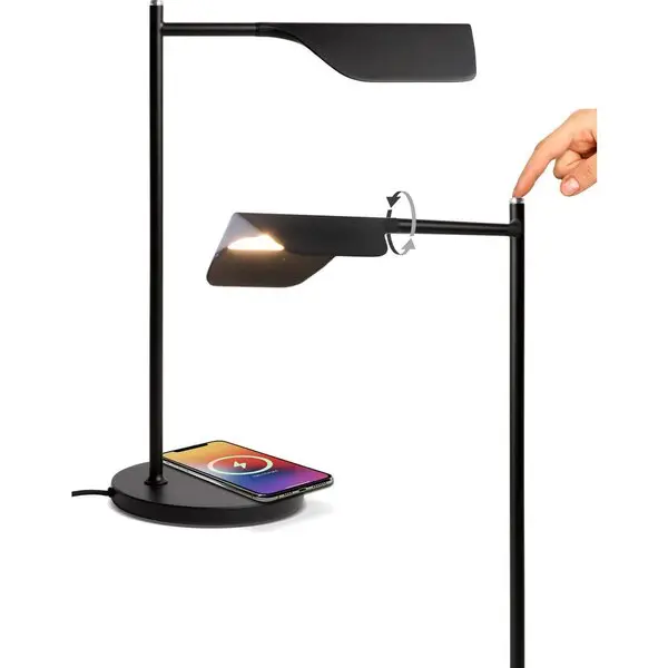 BRIGHTECH Leaf 16" Wireless Charging Pad Industrial Led Table Lamp - Black