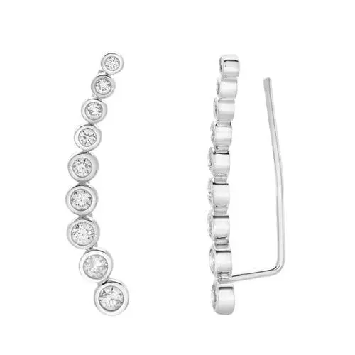 LUVMYJEWELRY 14k Gold Diamond Crawler Cuff Earrings - 14k White Gold