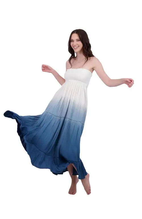 MER ST. BARTH Fati Strapless Maxi Dress - Blue