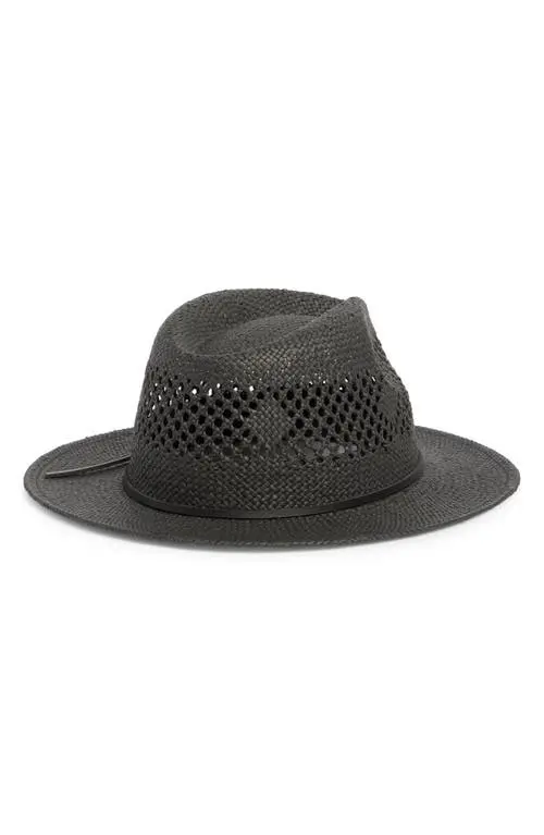 Nordstrom Packable Straw Fedora - Black