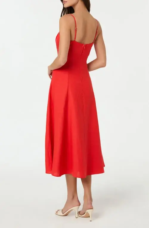 Astr The Label Linen Blend Sweetheart Neck Midi Dress In Red - 60% Off |  Editorialist