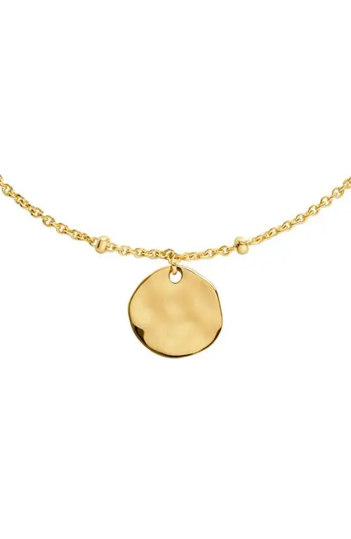 Monica Vinader Siren Muse Hammered Disc Pendant Station Necklace - 18k Gold Vermeil