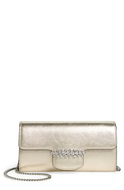 JIMMY CHOO Bing Leather Wallet On Chain - Soft Gold/ Silver
