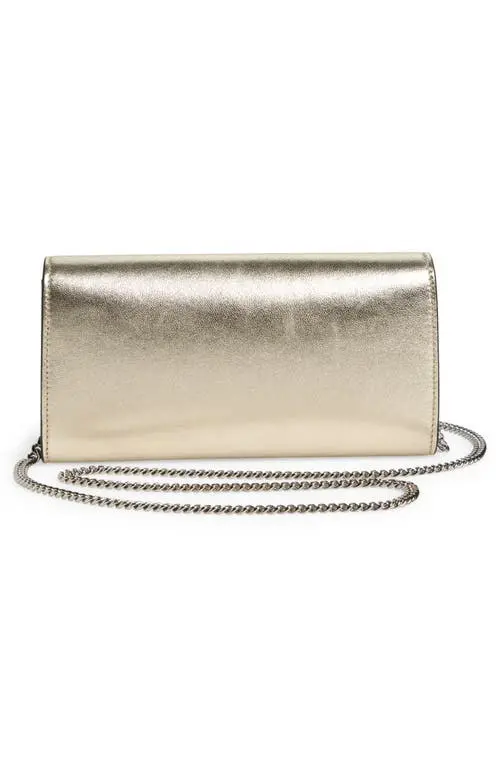 JIMMY CHOO Bing Leather Wallet On Chain - Soft Gold/ Silver