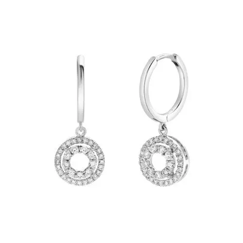 LUVMYJEWELRY 14k Gold 0.85 Ctw Diamond Drop Huggie Hoop Earrings - 14k White Gold