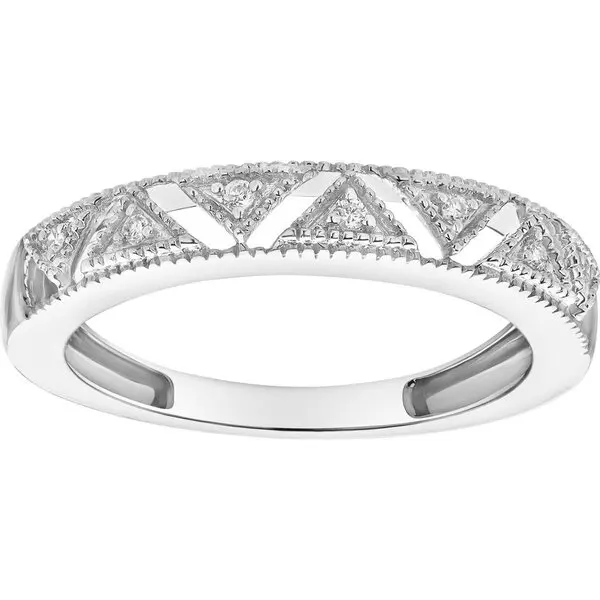 LUVMYJEWELRY 14k Gold 0.05ct Diamond Stackable Ring - 14k White Gold