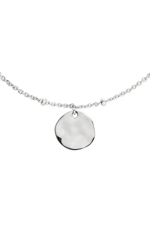 Monica Vinader Siren Muse Hammered Disc Pendant Station Necklace - Sterling Silver