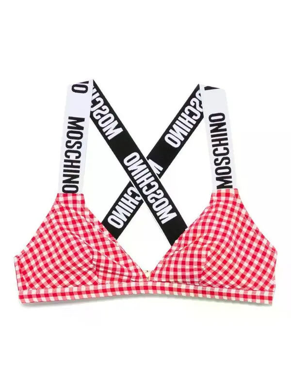 Moschino Gingham-check Bikini Top - Red