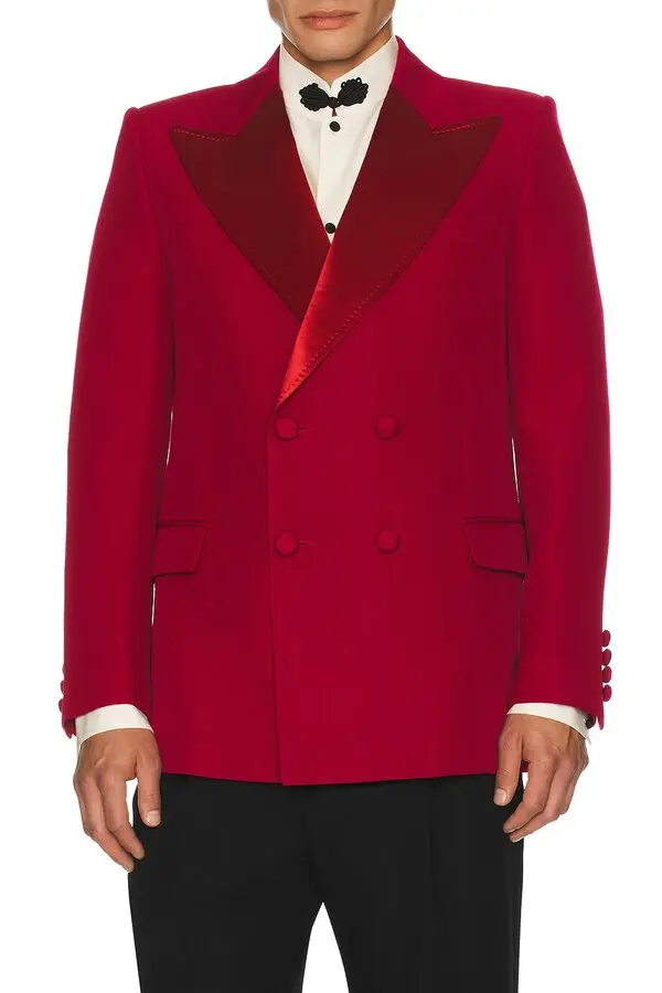 Valentino Garavani Classic Double Breasted Blazer In Burgundy