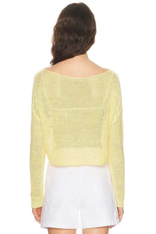 Enza Costa Linen Open Knit Bateau Sweater - Flan