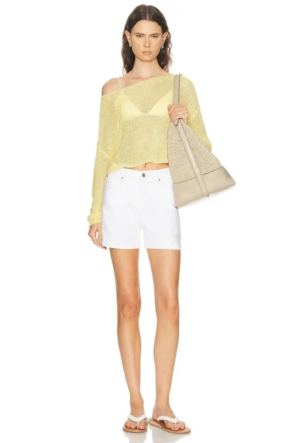 Enza Costa Linen Open Knit Bateau Sweater - Flan