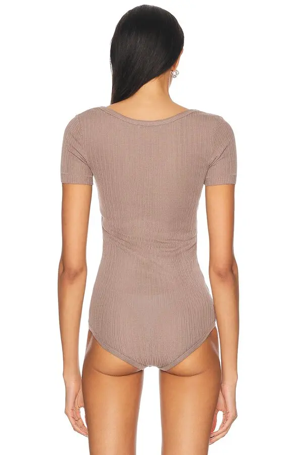 LEMAIRE Button Ribbed Bodysuit - Misty Mauve