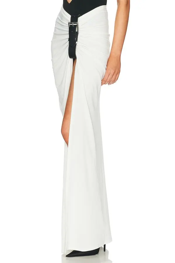 SID NEIGUM Floor Length Gathered Belt Skirt - Ivory