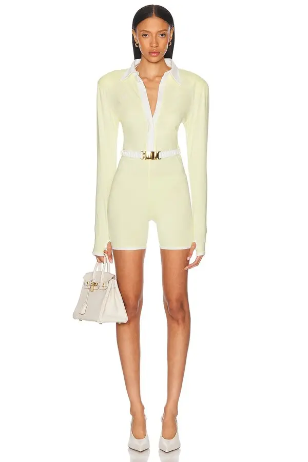 ROWEN ROSE Long Sleeve Romper - Yellow