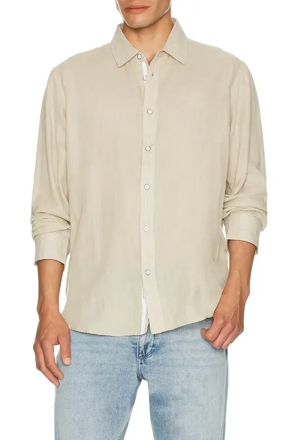 Rag & Bone Finch Gauze Stripe Shirt In Grey