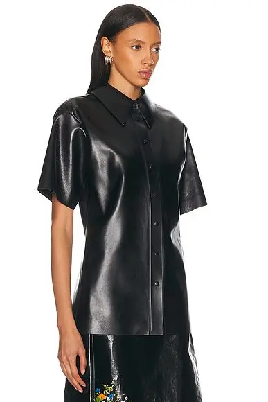JIL SANDER Leather Short Sleeve Shirt