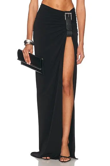 SID NEIGUM Floor Length Gathered Belt Skirt