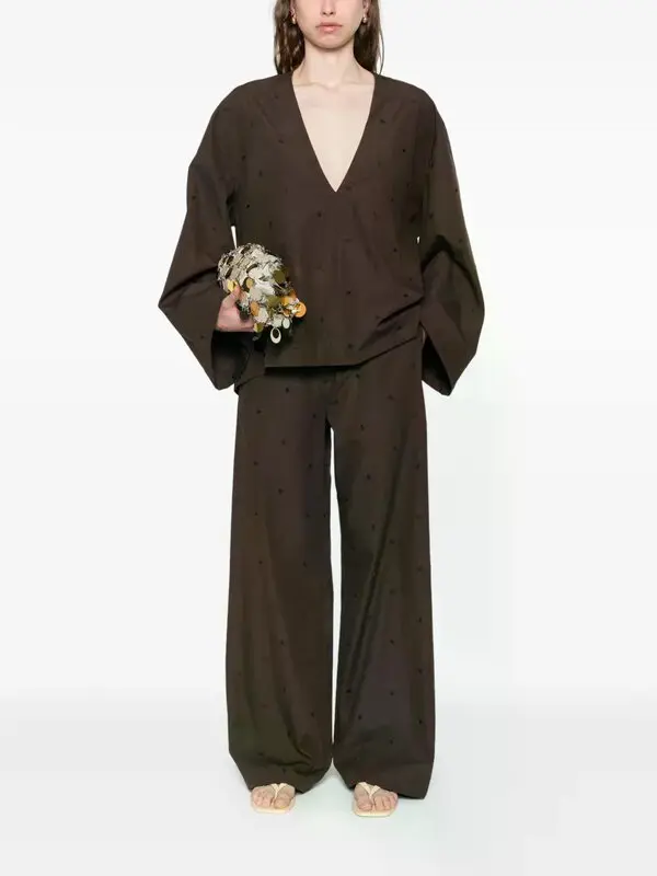 Attico V-neck Blouse - Brown