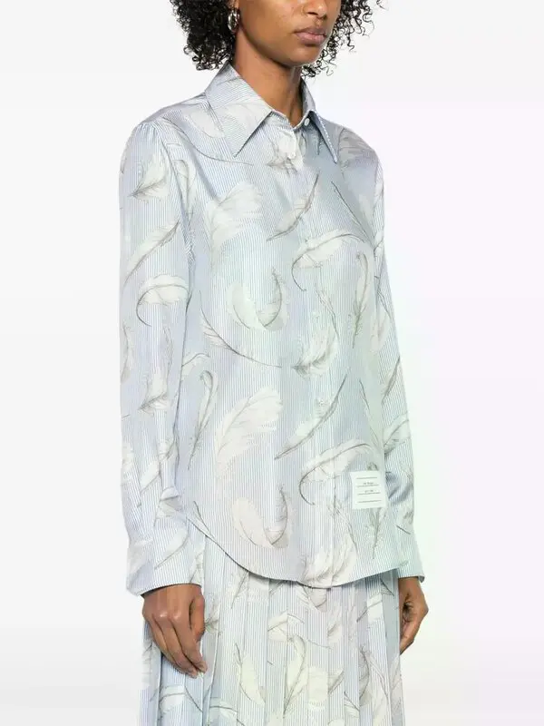 Thom Browne Feather-print Silk Shirt