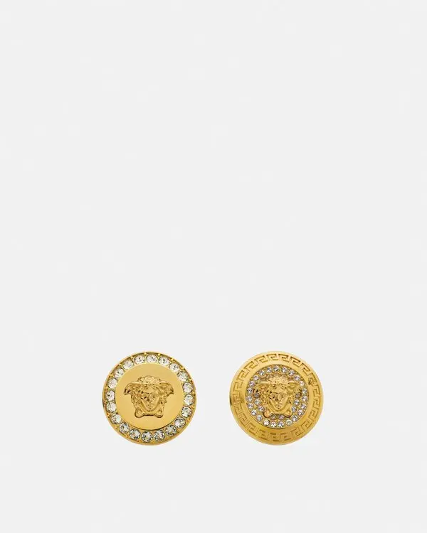 Versace Medusa Crystal Stud Earrings - Gold