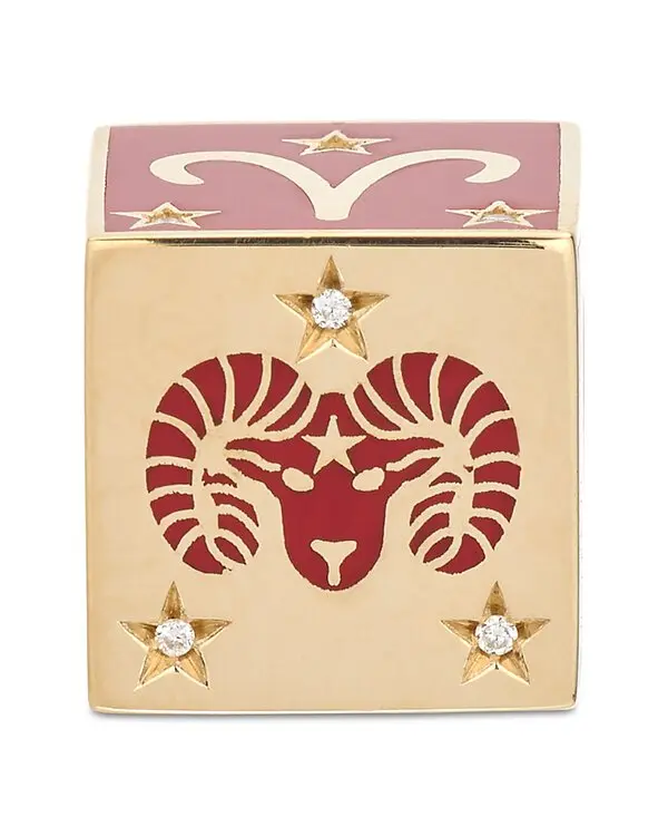 Adina Reyter 9k Aries Zodiac Diamond And Ceramic Block Bead - Gold