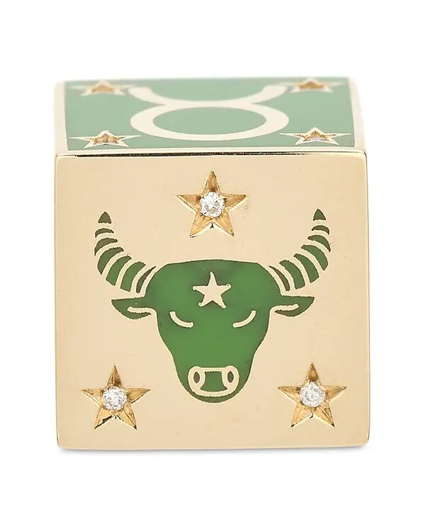 Adina Reyter 9k Taurus Zodiac Diamond & Ceramic Block Bead - Gold