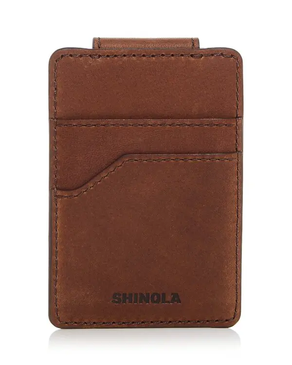 Shinola Magnetic Money Clip And Leather Card Case - Medium Brown