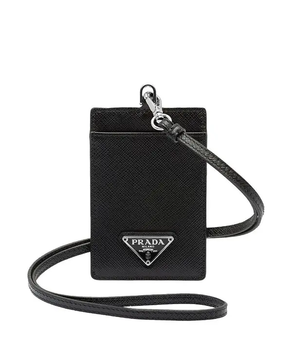Prada Saffiano Leather Badge Holder - Black