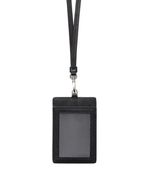 Prada Saffiano Leather Badge Holder - Black