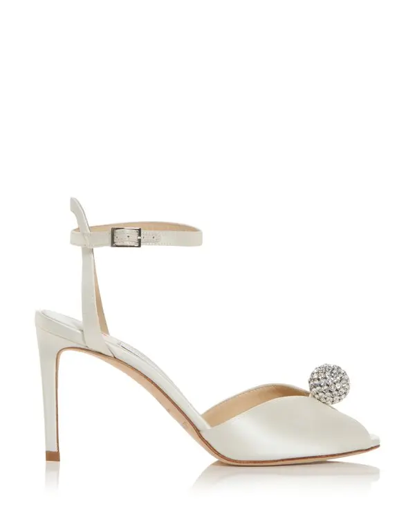 JIMMY CHOO Sacora 85 Ball Embellished Sandals - Ivory/crystal